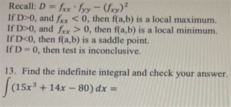 Solved Recall Dfxx⋅fyy−fxy2 If D0 And Fxx