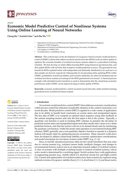 Pdf Economic Model Predictive Control Of Nonlinear Systems Using