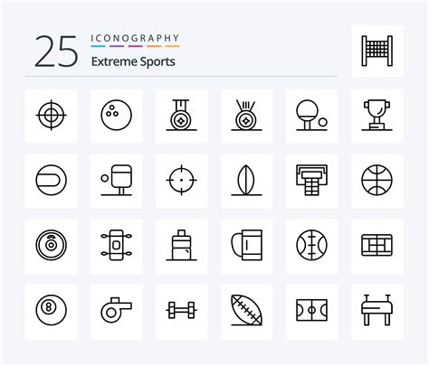Sport 25 Line Icon Pack Including Goal Sport Sport Ping Pong Match