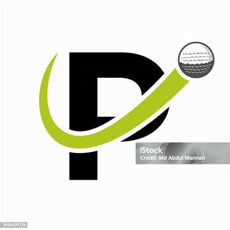 이니셜 레터 P 골프 로고 디자인 이니셜 하키 스포츠 아카데미 사인 클럽 심볼 Championship에 대한 스톡 벡터 아트 및