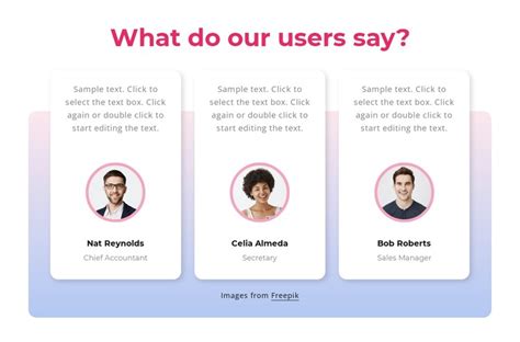 customer testimonials with gradient css template by nicepage