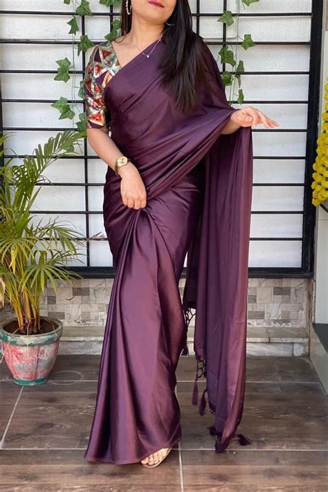 Satin Saree Fashionable Saree Blouse Designs Stylish Sarees Fancy