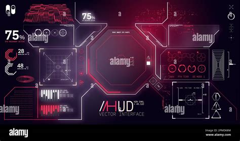 Futuristic Cyberpunk User Interface Hud Display Elements Kit Vector