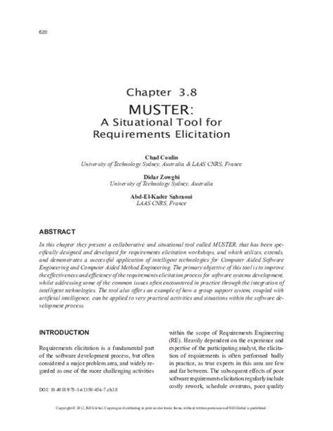 Pdf Muster A Situational Tool For Requirements Elicitation