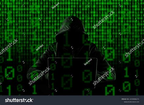 Hooded Man Hacker Binary Code Background Images Stock Photos Vectors Shutterstock