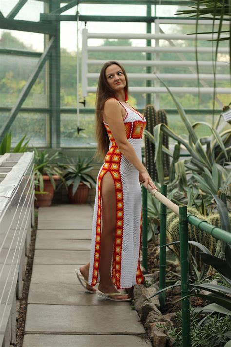 Long Crochet Summer Beach Dress Sexy Maxi Crochet Dress Summer Etsy