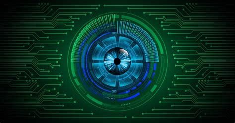 사이버 눈 회로 미래 기술 개념 배경 프리미엄 벡터