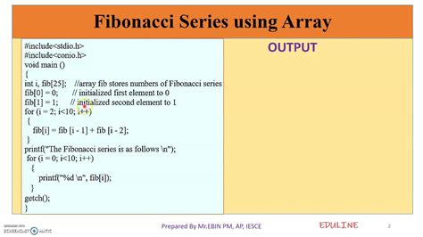 Module 3 Program 1 Fibonacci Series Using Array Youtube