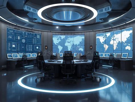 Modern High Tech Control Room Stock Image Image Of Monitoring