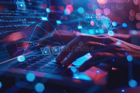 Hands Interacting With Futuristic Interfaces Stock Illustration Illustration Of Future Online