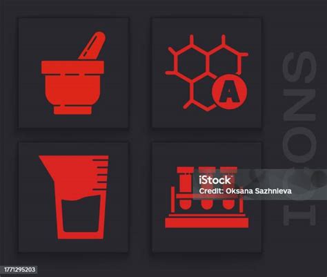 테스트 튜브 및 플라스크 화학 물질 모르타르 및 유봉 화학식 및 실험실 유리 제품 또는 비커 아이콘을 설정합니다 벡터 0명에 대한 스톡 벡터 아트 및 기타 이미지 Istock