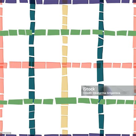 복고풍 스타일의 체크 무늬 격리 벡터 원활한 패턴 직물 직물 포장지 및 벽지 인쇄 및 기타 디자인에 대한 구식 체크 워크 반복 귀여운 손으로 그린 일러스트 1950 1959