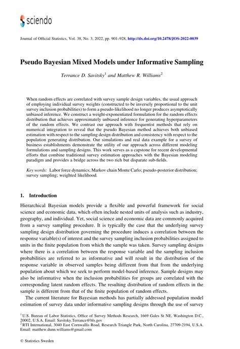 pdf pseudo bayesian mixed models under informative sampling