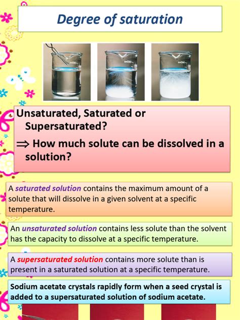 Degree Of Saturation And Formation Of Solution Pdf Solubility
