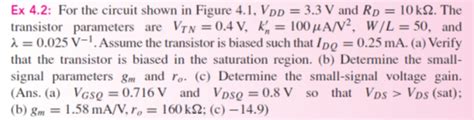 For The Circuit Shown In Figure 41 The Transistor Parameters Are Vt