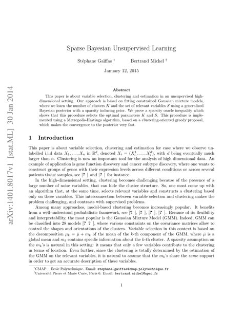 Pdf Sparse Bayesian Unsupervised Learning