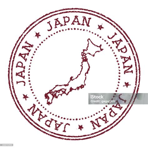일본 둥근 고무 도장 나라지도 원형 텍스트와 별 벡터 일러스트 레이 션 빈티지 빨간 여권 스탬프 일본에 대한 스톡 벡터 아트 및 기타 이미지 Istock