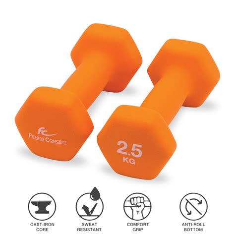 Fc Hexagon Neoprene Dumbbell 5kg Per Pair Fitness Concept