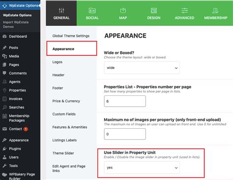 how to enable or disable the slider in property unit help for