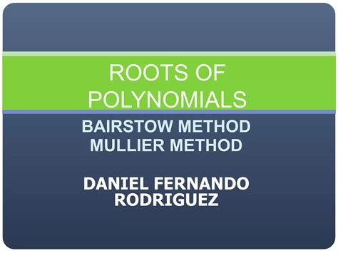 Roots Of Polynomials Ppt
