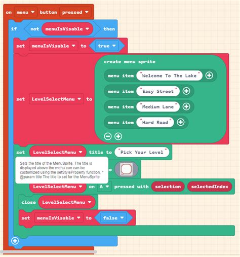 Mini Menus Extension Help Arcade Microsoft Makecode