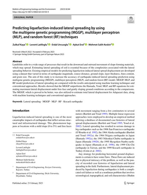 pdf predicting liquefaction induced lateral spreading by using the