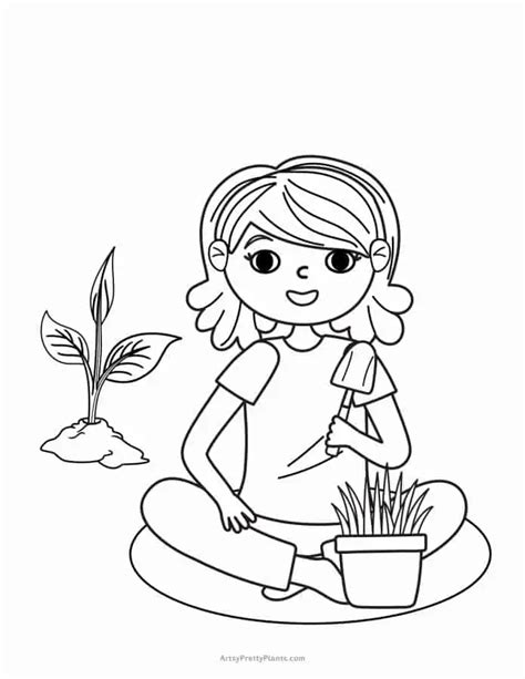 Girls Planting Flowers Coloring Pages