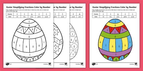 Easter Simplifying Fractions Color By Number Activity For 3rd 5th Grade