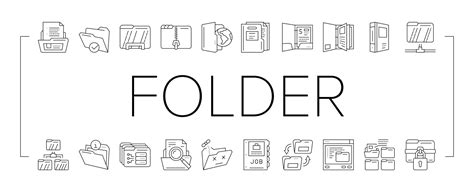 Folder Paper Business File Empty Icons Set Vector 18995489 Vector Art At Vecteezy