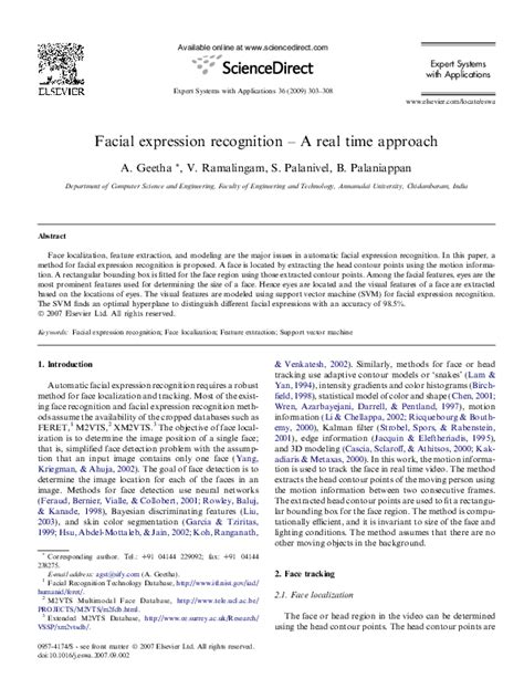 Pdf Facial Expression Recognition A Real Time Approach