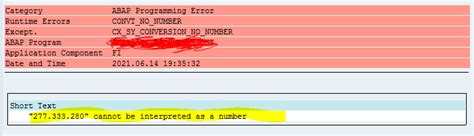 solved convt no number error sap community