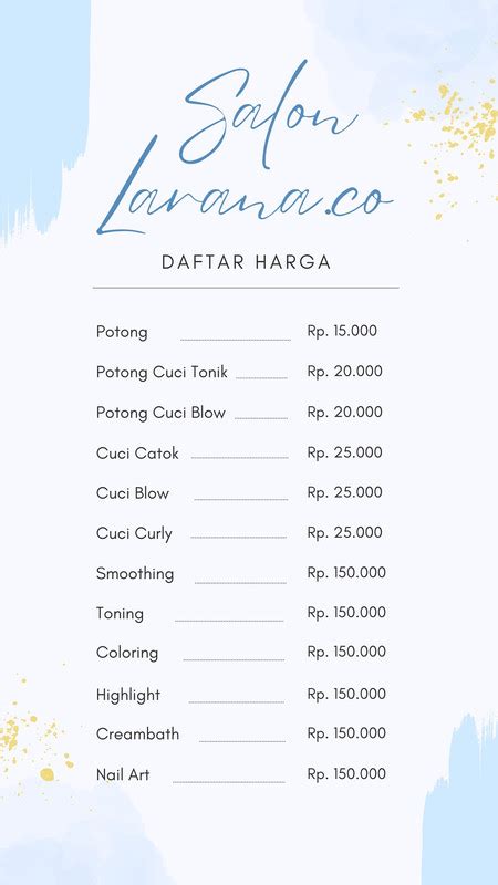 Gratis Desain Contoh Daftar Harga Canva