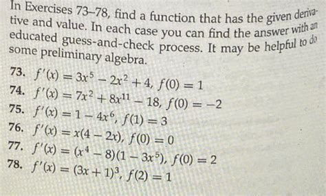 Solved In Exercises 73 78 Find A Function That Has The