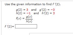 Use The Given Information To Find F 4 Chegg Com