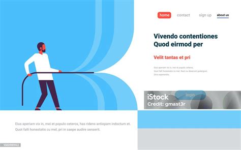 남자 풀 로프 개념 그랜드 행사 축 하 프레 젠 테이 션 이벤트 아프리카계 미국인 문자 수평 평면 복사 공간을 시작할 준비가 여 잡아 당기기에 대한 스톡 벡터 아트 및 기타