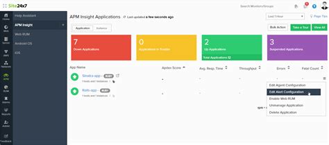APM Alerts Online Help Site X