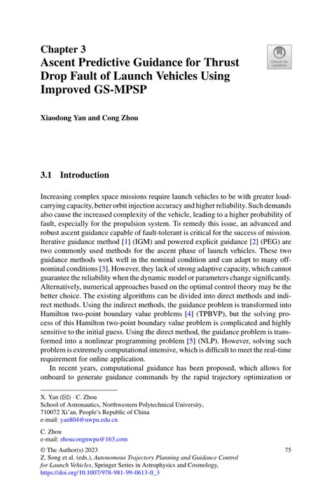 Pdf Ascent Predictive Guidance For Thrust Drop Fault Of Launch
