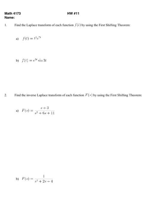 Solved 1 Find The Laplace Transform Of Each Function ρi