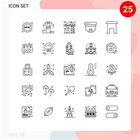 Set Of 25 Modern Ui Icons Symbols Signs For Building Security Arrow Roof Building Editable