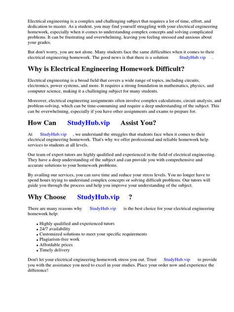 Electrical Engineering Homework Help Pdf Engineering Homework