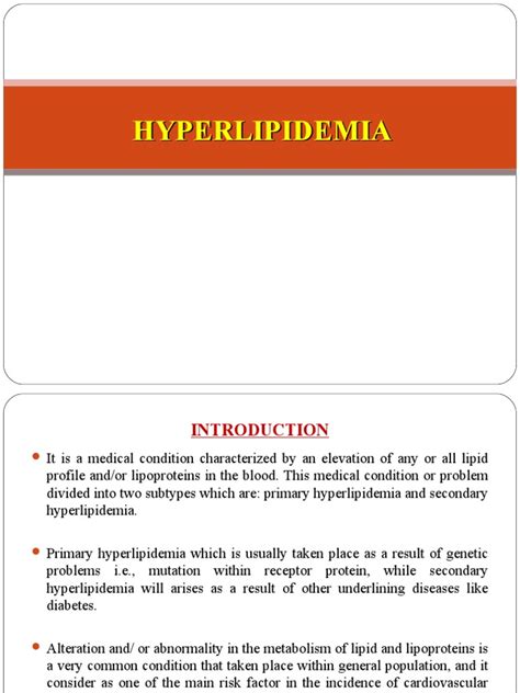 Understanding Hyperlipidemia A Comprehensive Review Of Lipid Metabolism Classification Of