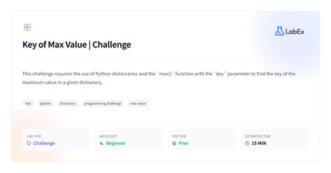 Key Of Max Value Challenge Labex