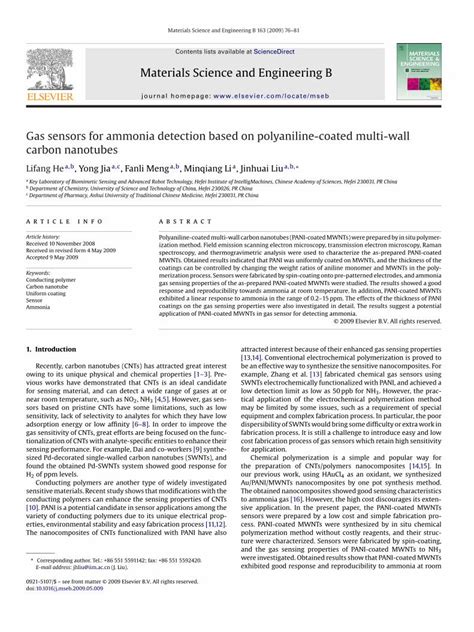 Pdf Gas Sensors For Ammonia Detection Based On Polyaniline Coated