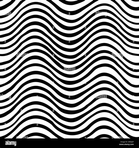 Seamless Vector Pattern Black And White Horizontal Wavy Lines Vector Illustration Stock Vector