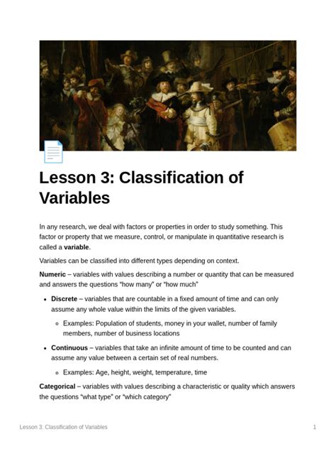 Classification Of Variables Pdf Dependent And Independent Variables Categorical Variable