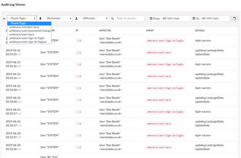 Audit And Content Log Viewer For Umbraco 8 Cms Dan Diplo Booth