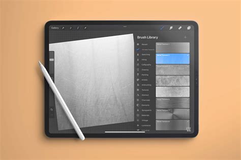 100 Procreate Metal Texture Stamp Chrome Procreate Platinum Etsy