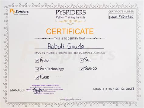 hello connections certificate pythonfullstack pyspiders… babuli gouda