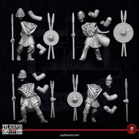 3d Printable Anglo Saxons Fyrd With Javalins By Lastsword Miniatures