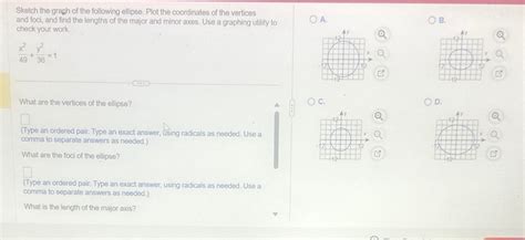 Solved Sketch The Graph Of The Following Ellipse Plot The